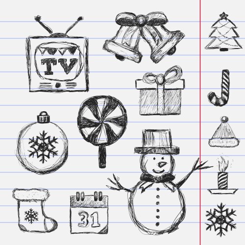 Christmas traditional dinner menu sketch Vector Image