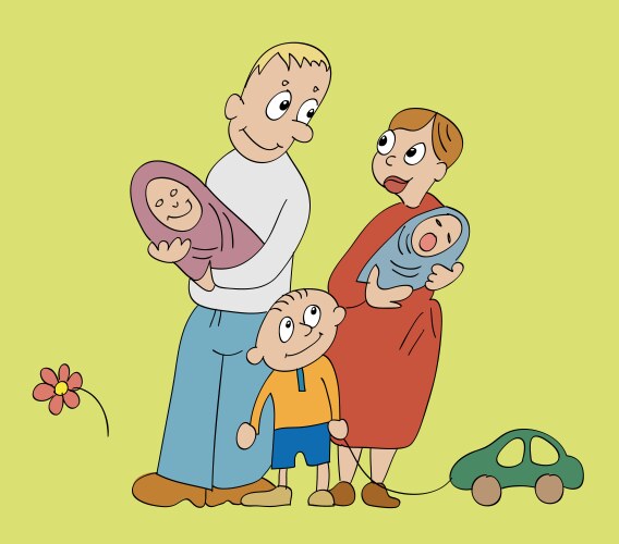 Family fun cartoon symbolic design cheerful Vector Image