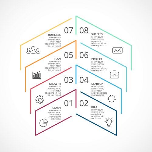 Linear arrows infographic diagram chart Royalty Free Vector