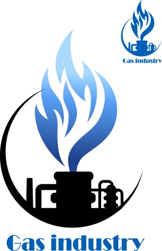 Gas and oil industry symbols in glossy style Vector Image