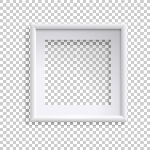 Realistic white picture frame on transparent Vector Image