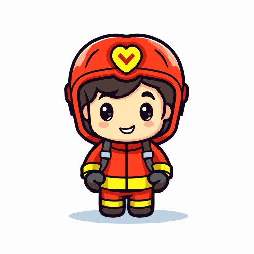Cute fireman character cartoon Royalty Free Vector Image