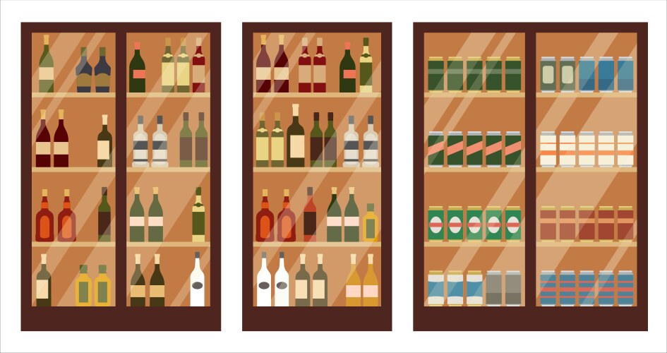 Grocery store shelves with fruits and vegetables Vector Image