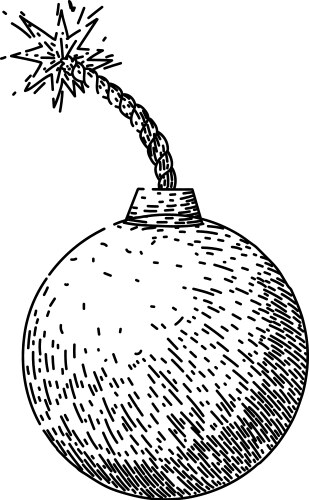 Explode bomb sketch hand drawn Royalty Free Vector Image