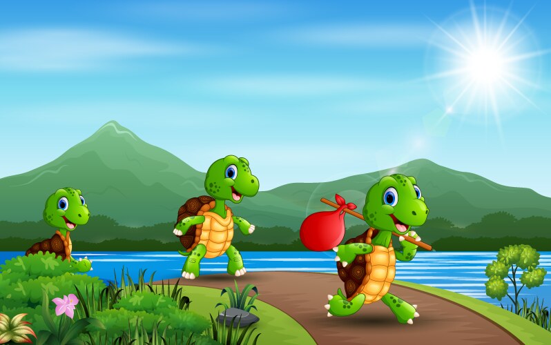 Cartoon turtle underwater Royalty Free Vector Image