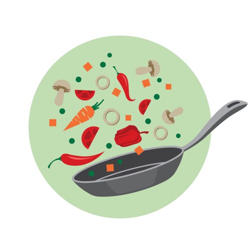 Cooking pan with vegetables Royalty Free Vector Image