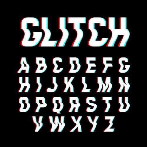 Glitch font letters and numbers with digital Vector Image