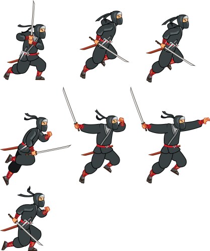 Ninja Sprites Vector Images (35)