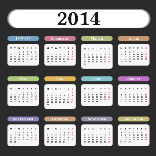 2014 calendar Royalty Free Vector Image - VectorStock
