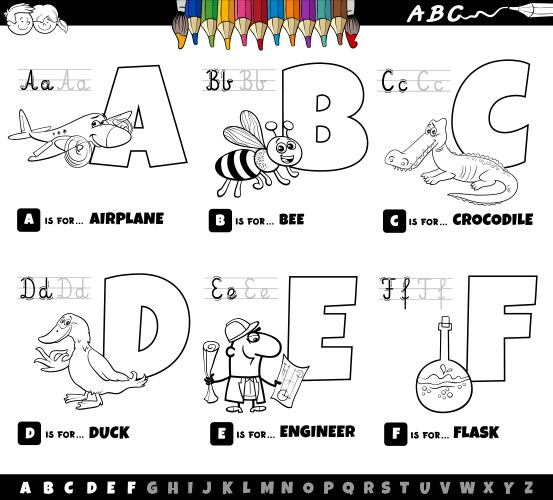 Educational cartoon alphabet letters set from m Vector Image