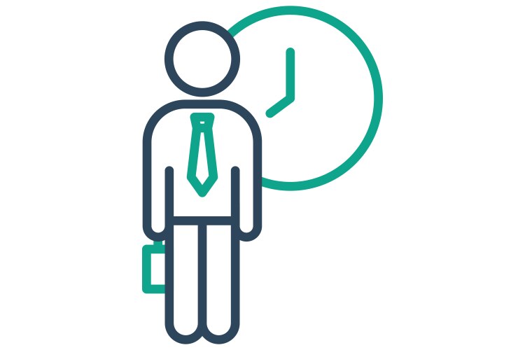 Flexible work icon people with clock ideal Vector Image