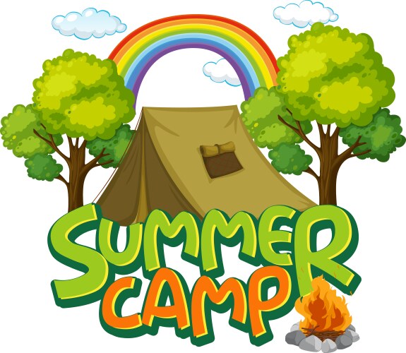Font design for word summer camp on white Vector Image