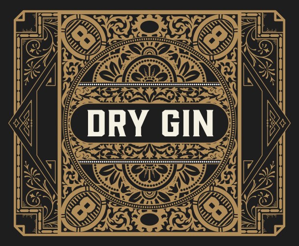 Gin strong drink label design template patterned Vector Image