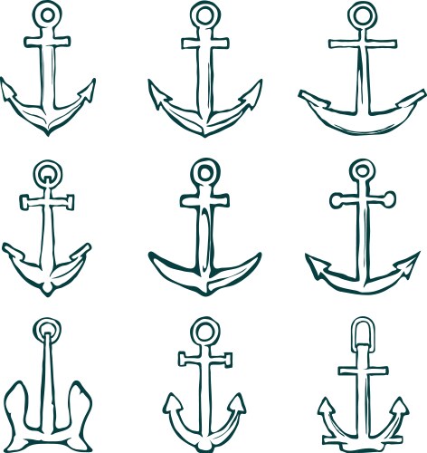 Set of anchors Royalty Free Vector Image - VectorStock