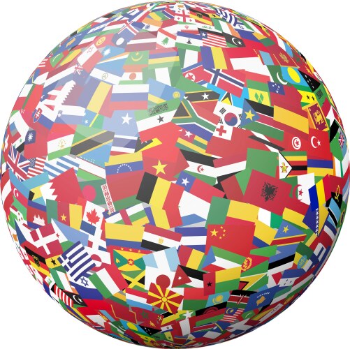 World flags sphere Royalty Free Vector Image - VectorStock
