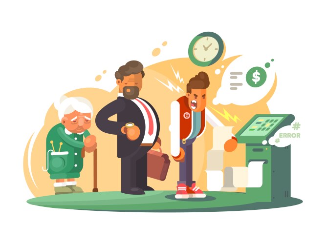 Angry queue in store dissatisfied customers line Vector Image