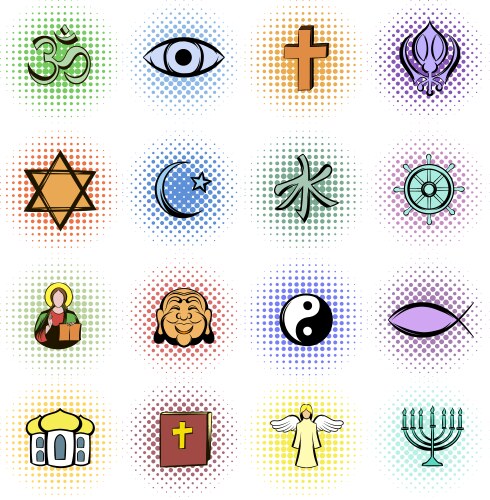 Religion flat icons set Royalty Free Vector Image