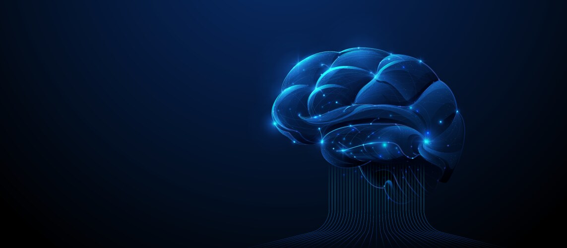 Human brain with blue and purple neural Royalty Free Vector