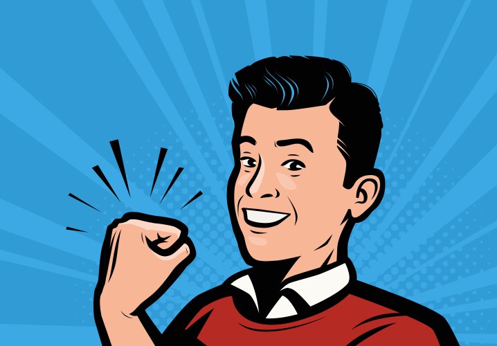 Superhero strong cartoon in pop art retro comic Vector Image