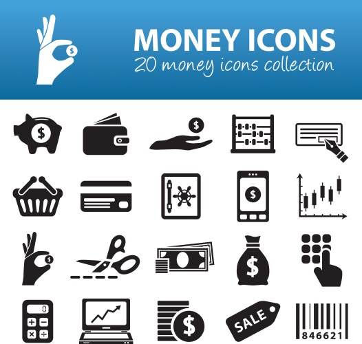 Money and numbers set Royalty Free Vector Image