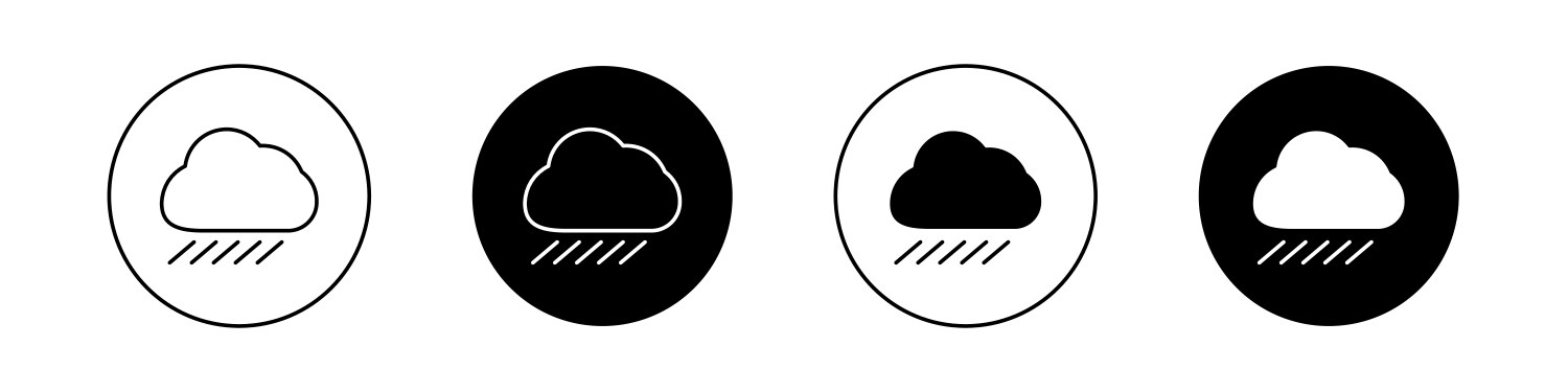 Rainy icon set weather cloud symbol rain Vector Image