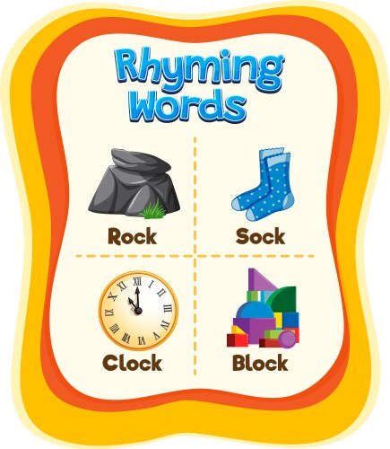 Words that rhyme together Royalty Free Vector Image