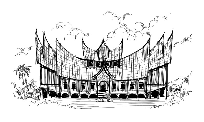 Adat Minang Logo Rumah Gadang In Flat Design Style 9195613 Vector Art