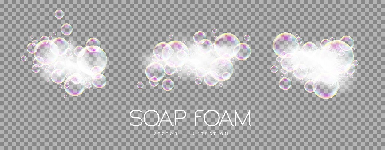 Realistic transparent soap foam bubbles soapy Vector Image