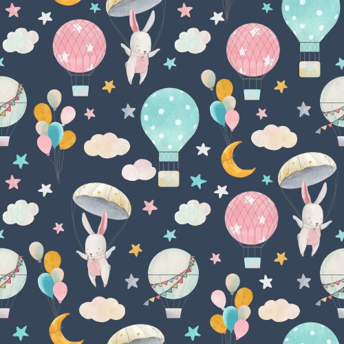 Watercolor cute ba pattern Royalty Free Vector Image