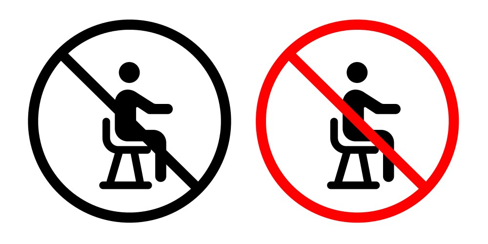 No sitting sign icon set ban Royalty Free Vector Image