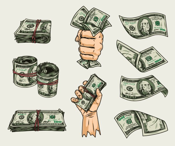 Colorful money roll of dollars concept Royalty Free Vector