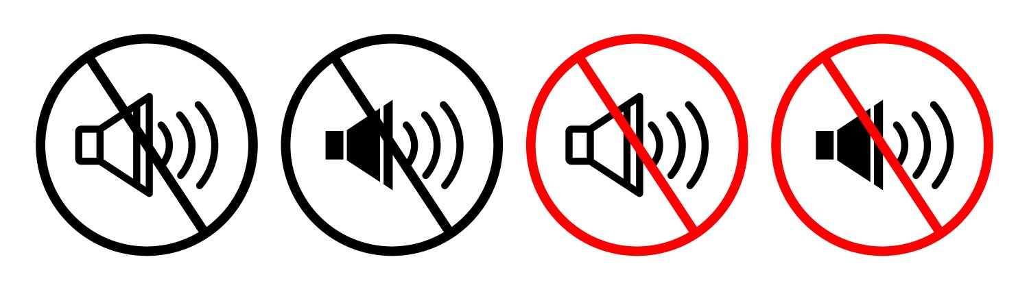 No sound sign icon set restriction on noise Vector Image