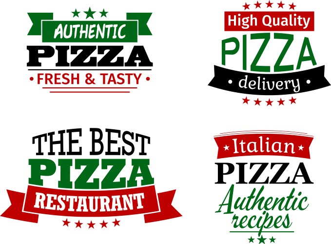 Pizza labels and badges Royalty Free Vector Image