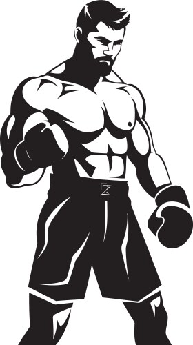 Punch force black boxer boxing king emblematic Vector Image
