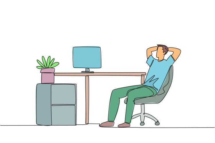 Single one line drawing a young energetic man Vector Image