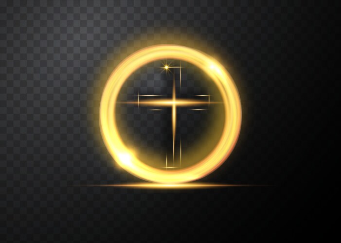 Shining winged golden cross on black background Vector Image