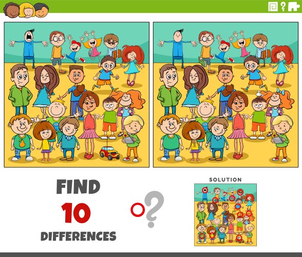 Differences activity with cartoon children Vector Image