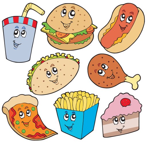 Kawaii cartoon fast food Royalty Free Vector Image