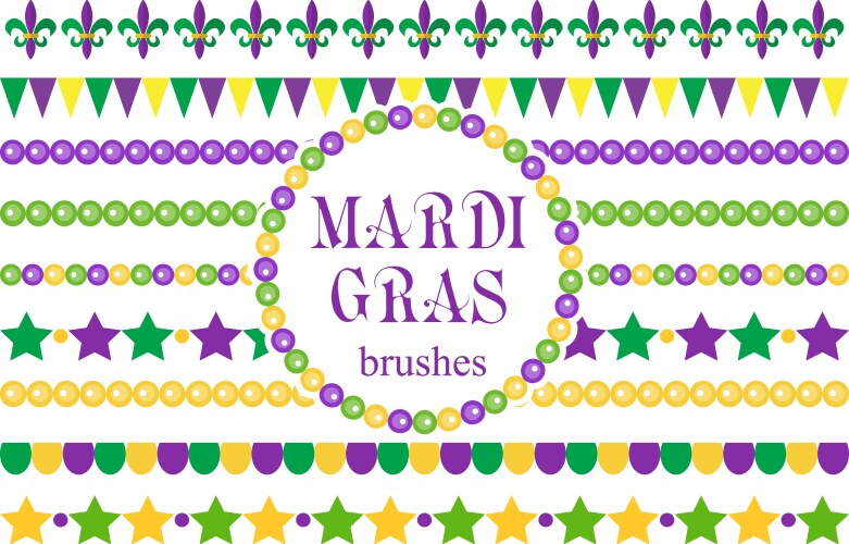 Mardy gras horizontal border set Royalty Free Vector Image