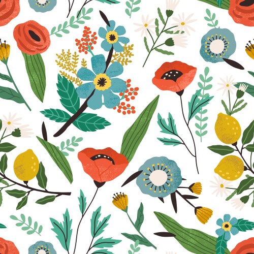 Seamless background with flowers Royalty Free Vector Image