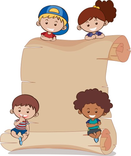 Four banner templates with happy kids Royalty Free Vector