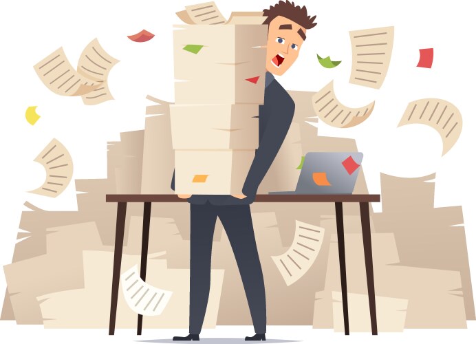 Stressed office people overworked deadline time Vector Image