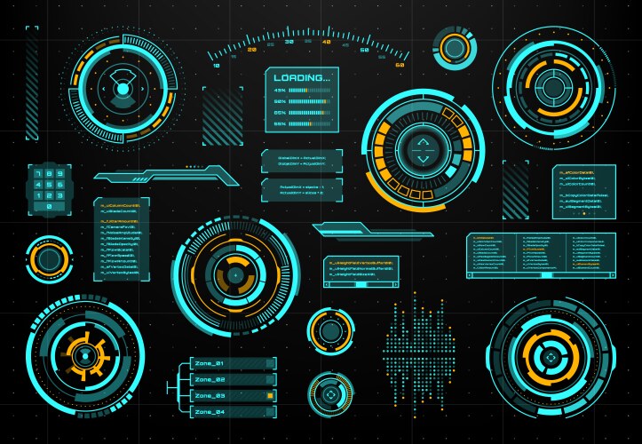 Hud futuristic web interface circular panels Vector Image