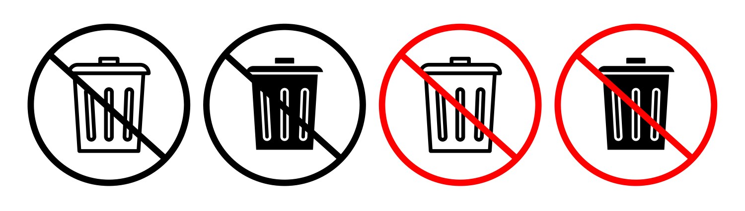 No trash icon set trash bin waste symbol in a Vector Image