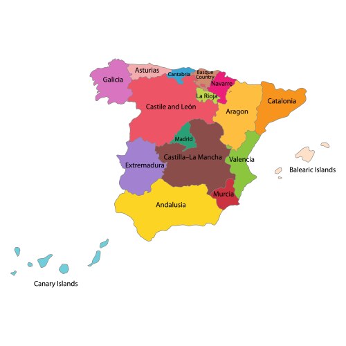 Spain map symbol shape travel web flat concept – Royalty-Free Vector ...