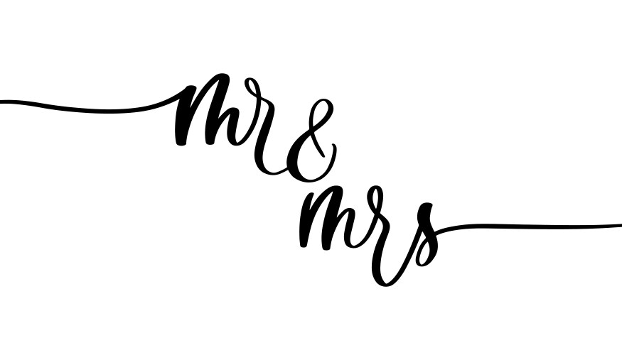 MR & Mrs Black Calligraphy Banner Royalty Free Vector