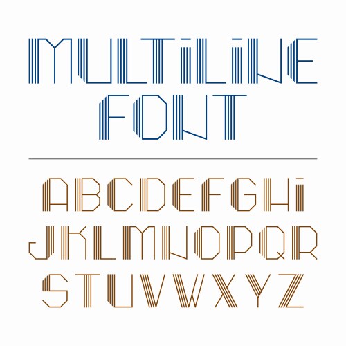 Continuous line font inline alphabet Royalty Free Vector