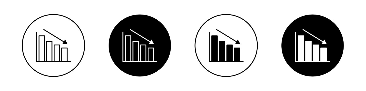 Reduction chart icon set downward graph symbol Vector Image
