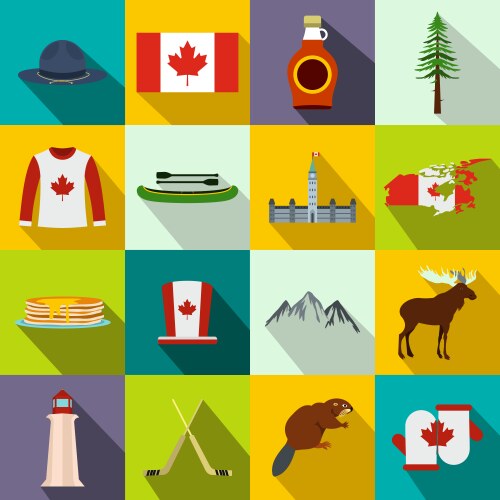 Canada sticker icons set Royalty Free Vector Image