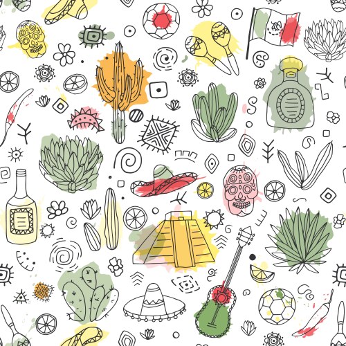 Mexico doodles Royalty Free Vector Image - VectorStock